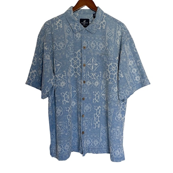 Caribbean Joe | Shirts | Caribbean Joe Polo Tee Blue White Silk Button ...